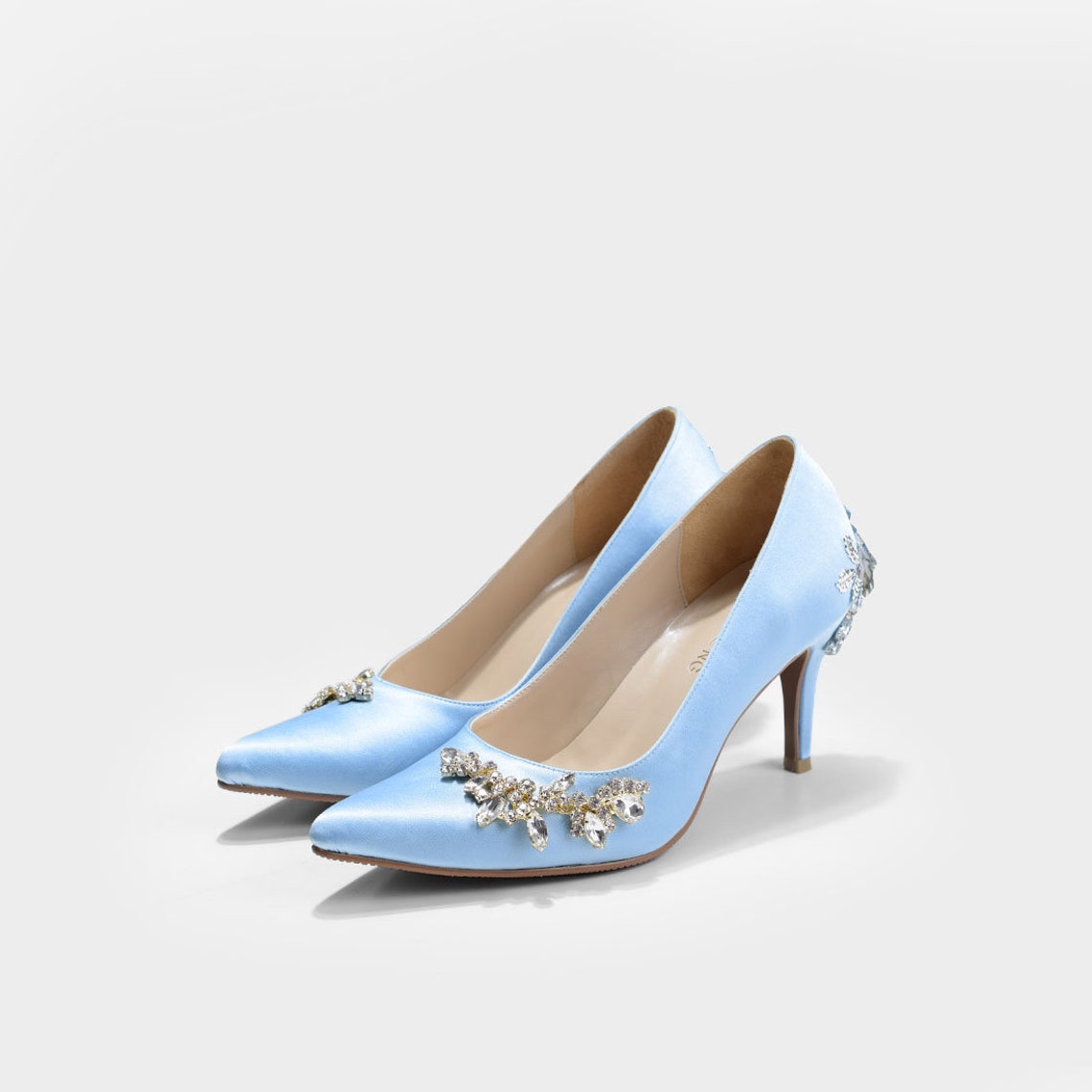 Rubena Something Blue Floral Encrusted Custom Made Pumps, Powder Blue ...
