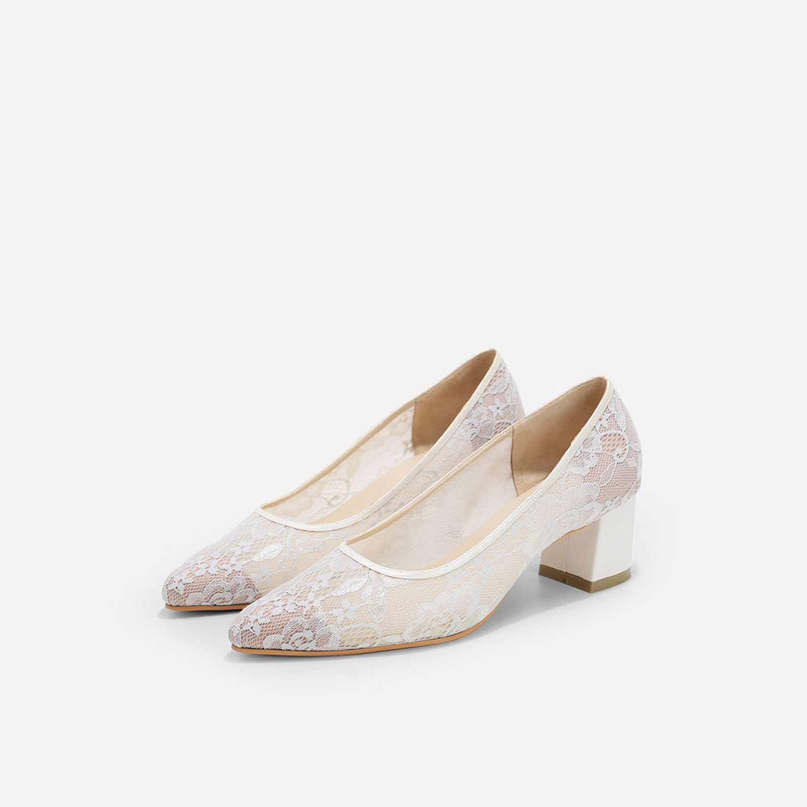 Custom Made Charlize Ivory Lace Wedding Pumps, Lace Cinderella Wedding ...