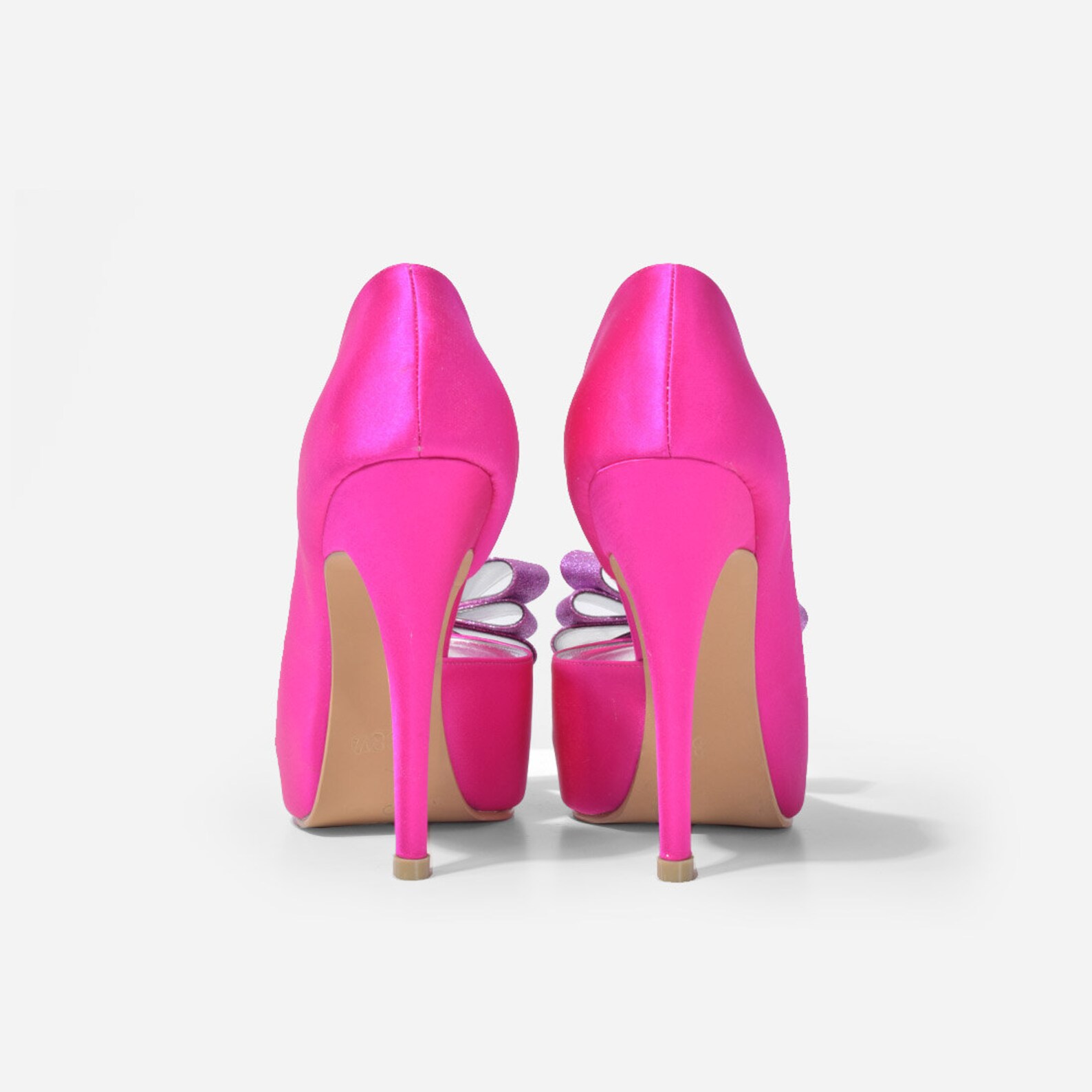 Varina Fuchsia Custom Made Heels, Fuchsia Satin Heels, Pink Dinner ...