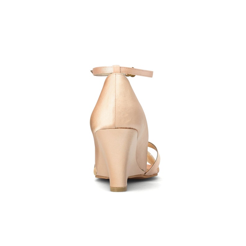Aurelia Gold Satin Wedge Gold Bridal Shoe Wedding Shoes Etsy