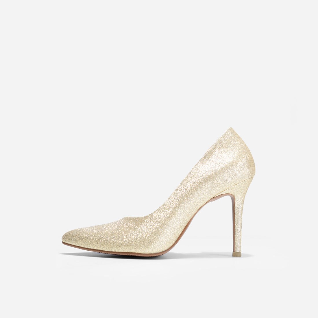 Cynthia Gold Custom Made Heels, Gold Glitter Wedding Heels, Pointy Toe ...
