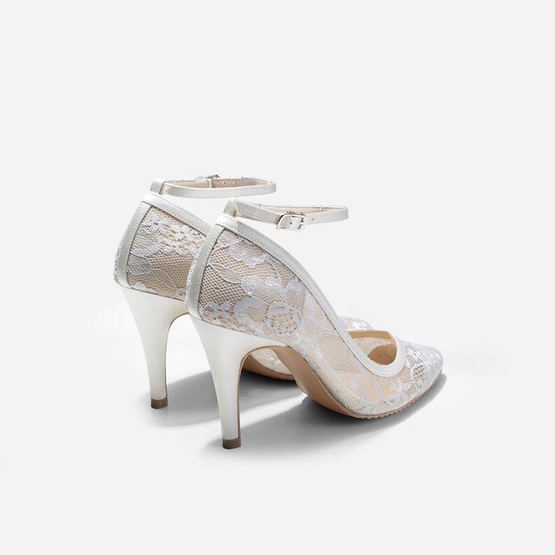 Charlize Custom Made Lace Heel, Lace Pointy Pumps, Ivory Lace Wedding ...