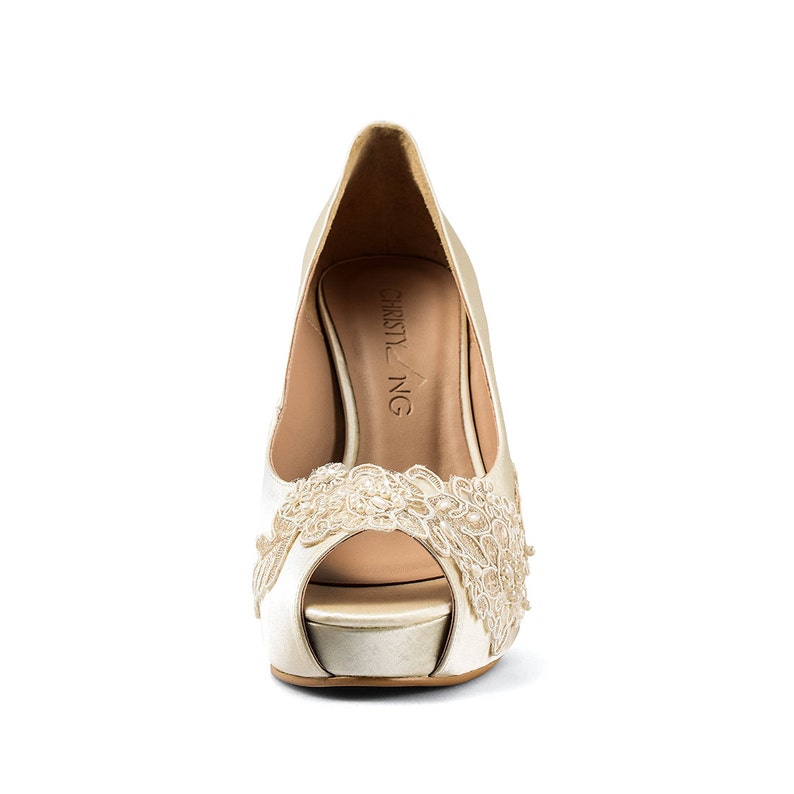 Miss Ace 2 Ivory Beige Lace Adorned Wedding Shoesivory Lace - Etsy UK