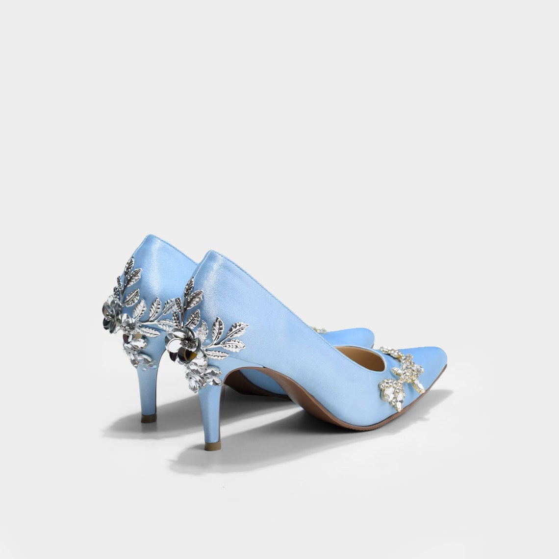Rubena Something Blue Floral Encrusted Custom Made Pumps, Powder Blue ...