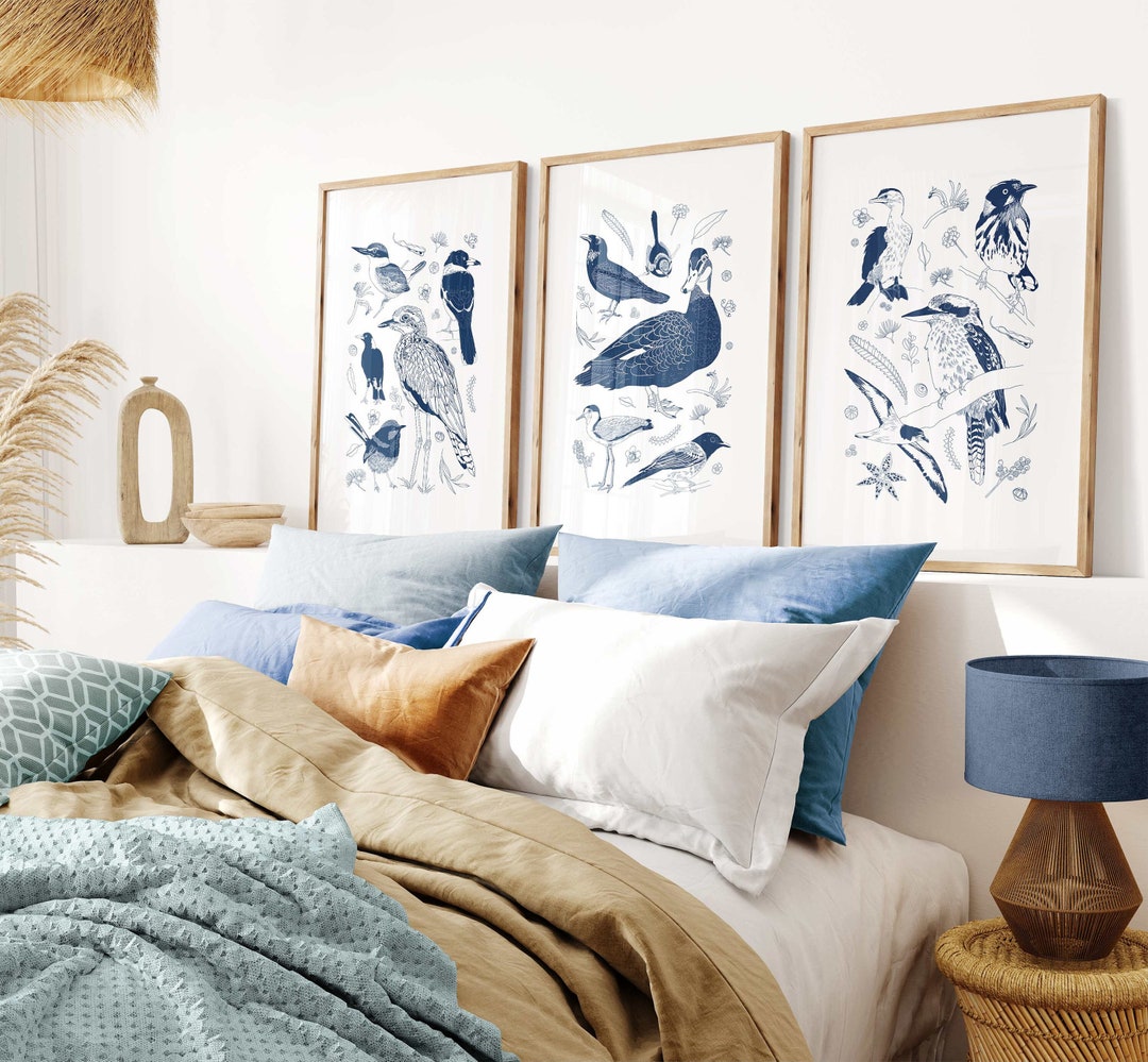 Australian Native Bird Prints: Botanical Line Art, Set of 3 (digital ...