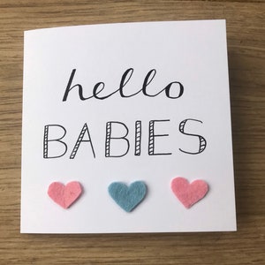 Hello Babies Card Triplets Card New Baby Card New Babies Card Baby ...