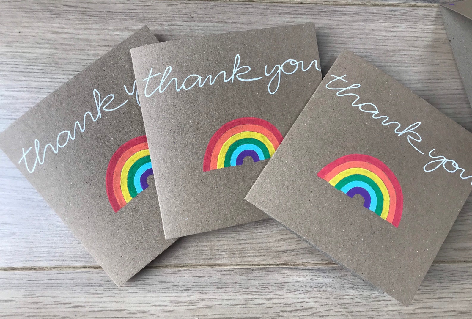 Pack of 3 Rainbow Thank You Cards - Thank You Cards - Rainbow Thank You ...