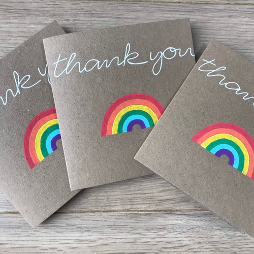Pack of 3 Rainbow Thank You Cards Thank You Cards Rainbow | Etsy