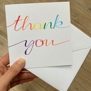 3 Pack Rainbow Thank You Card - Rainbow Thank You - Rainbow Wording ...