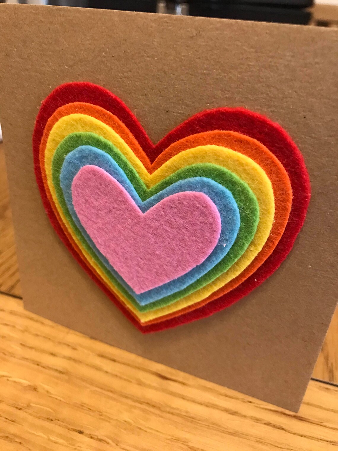 Rainbow Heart Card 3D Card Rainbow Card Love - Etsy