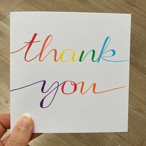 3 Pack Rainbow Thank You Card - Rainbow Thank You - Rainbow Wording ...