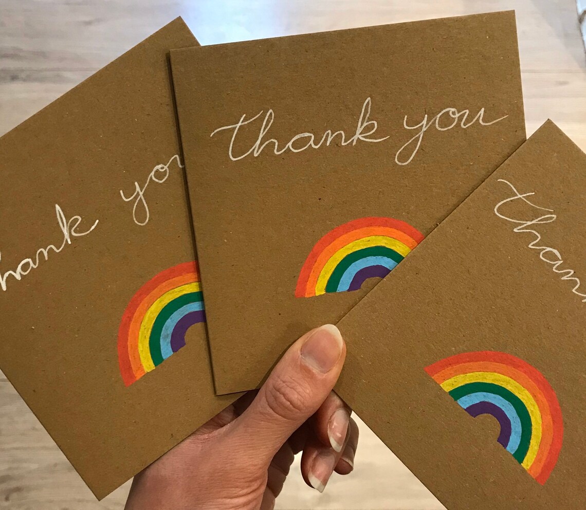 Pack of 3 Rainbow Thank You Cards - Thank You Cards - Rainbow Thank You ...