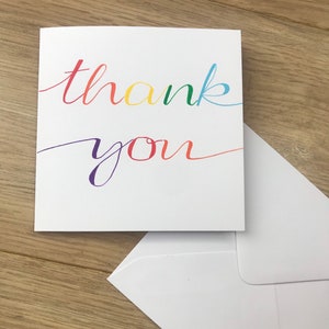 Rainbow Thank You Card - Thank You Card - Rainbow Wording - Thanks ...