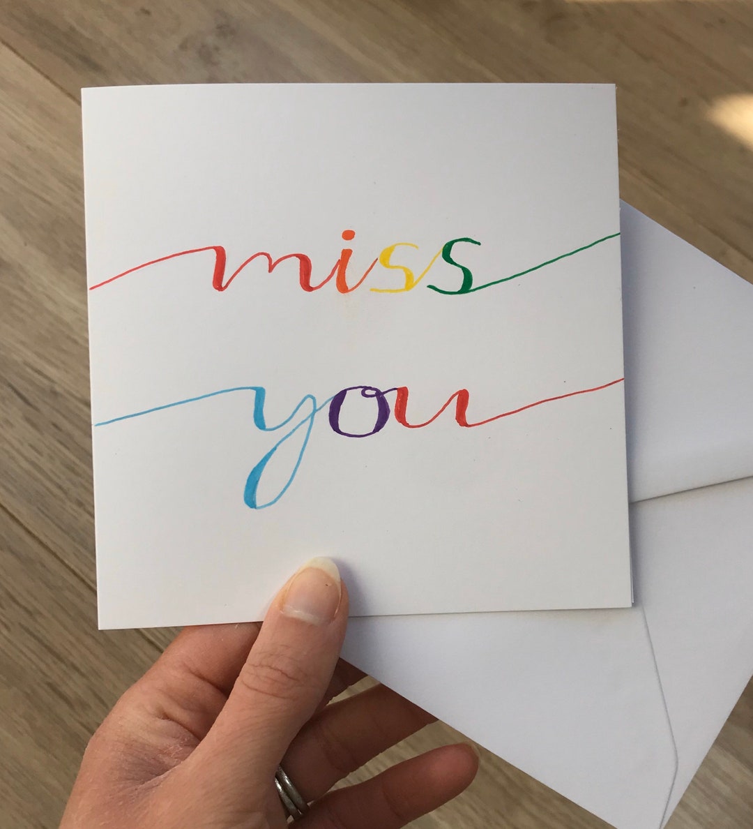 Miss You Card - Rainbow Miss You Card - Missing You - Rainbow Card ...
