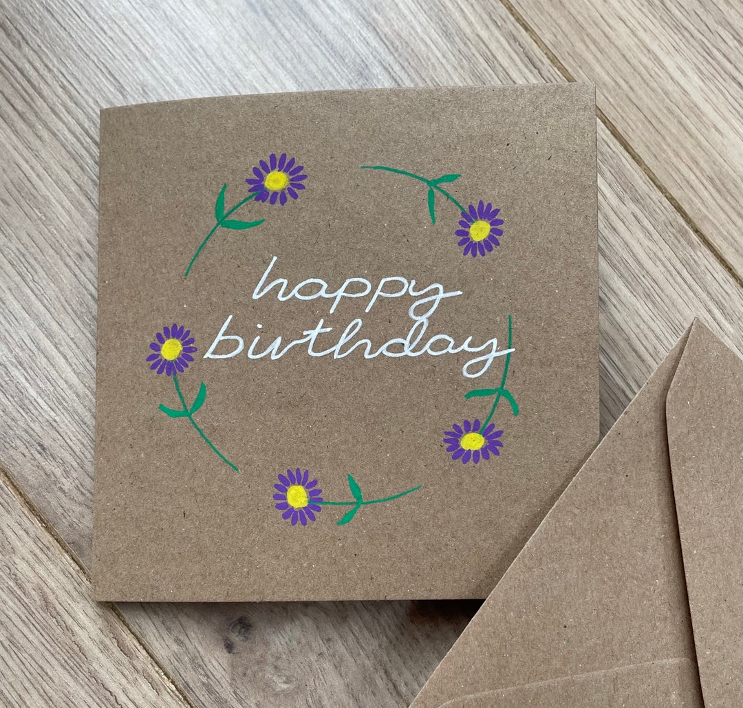 Aster Birthday Card - Floral Birthday Card - September Birthday Card ...