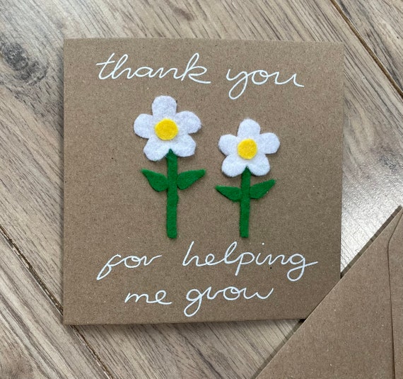 Thanks for Helping me Grow! Handmade Greeting Card Paper Thank You ...