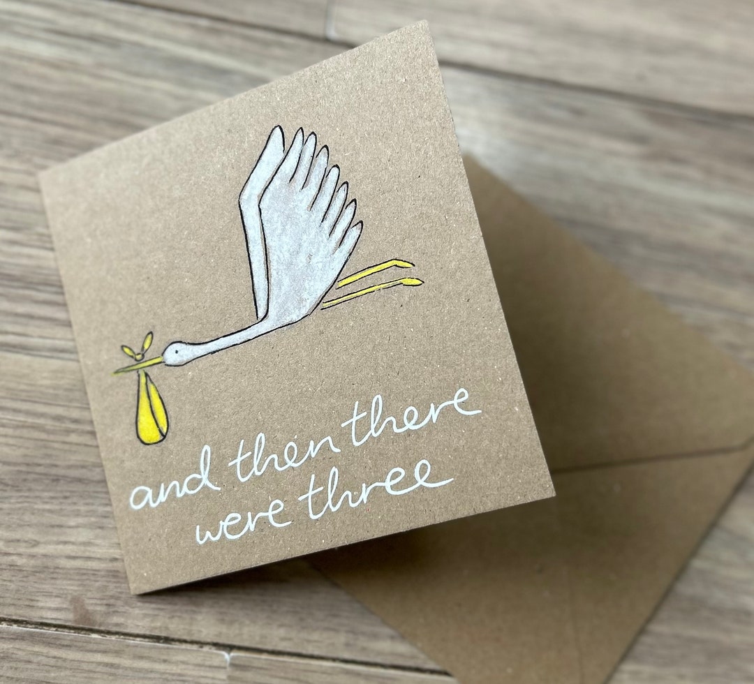 Stork New Baby Card - Stork Card - New Baby Card - and Then There Were ...
