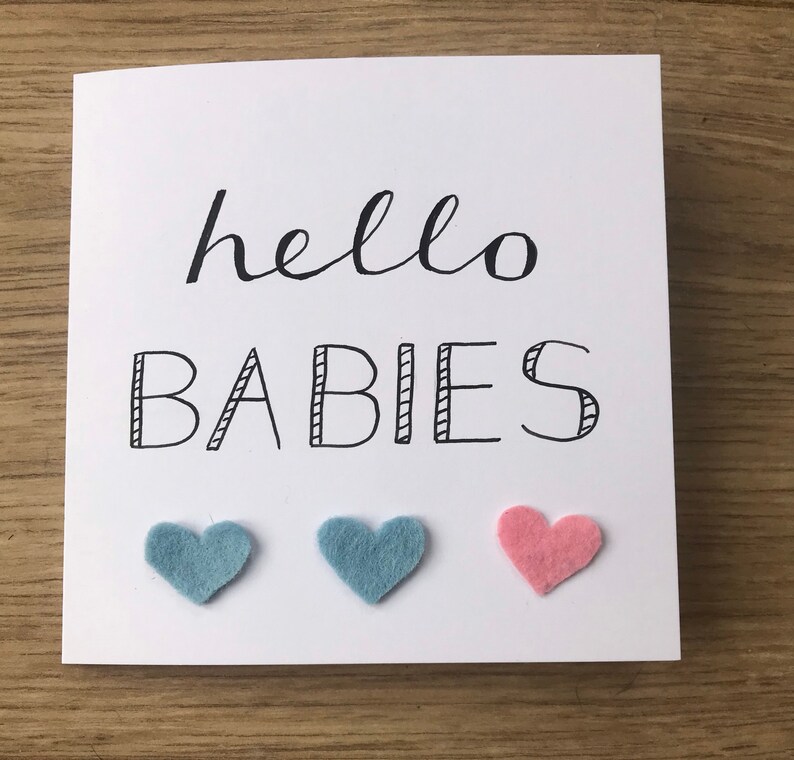 Hello Babies Card - Triplets Card - New Baby Card - New Babies Card ...