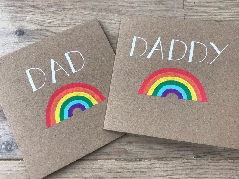 Rainbow dad card rainbow daddy card fathers day card dad | Etsy