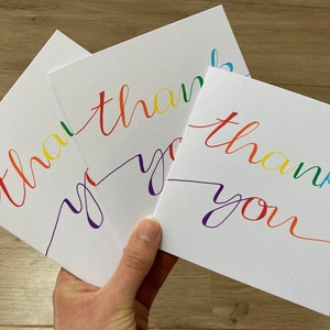3 Pack Rainbow Thank You Card - Rainbow Thank You - Rainbow Wording ...
