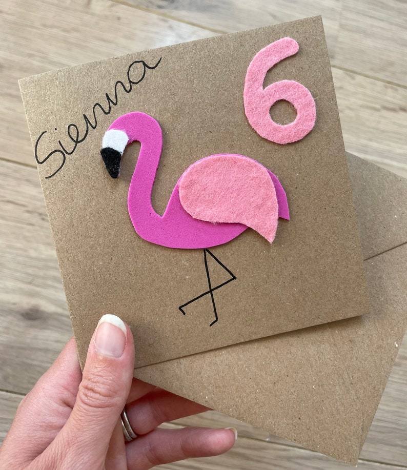 Flamingo Card Flamingo Birthday Card Childrens Birthday - Etsy