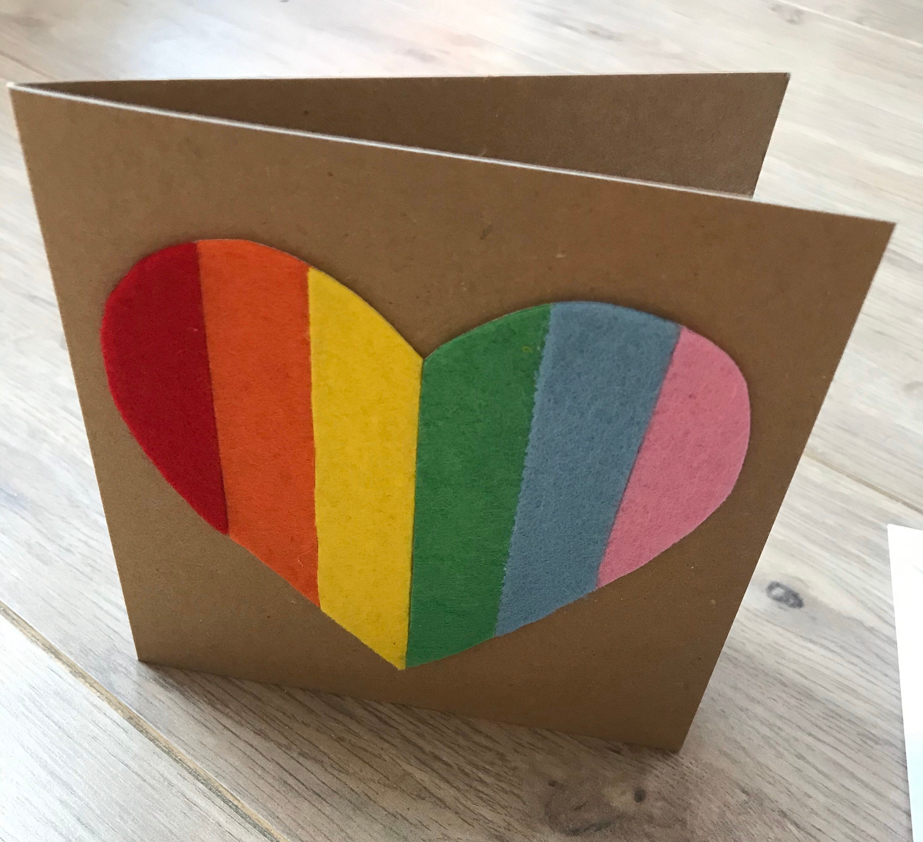 Rainbow Heart Card - Rainbow Card - Valentines Day Card - Wedding Card ...