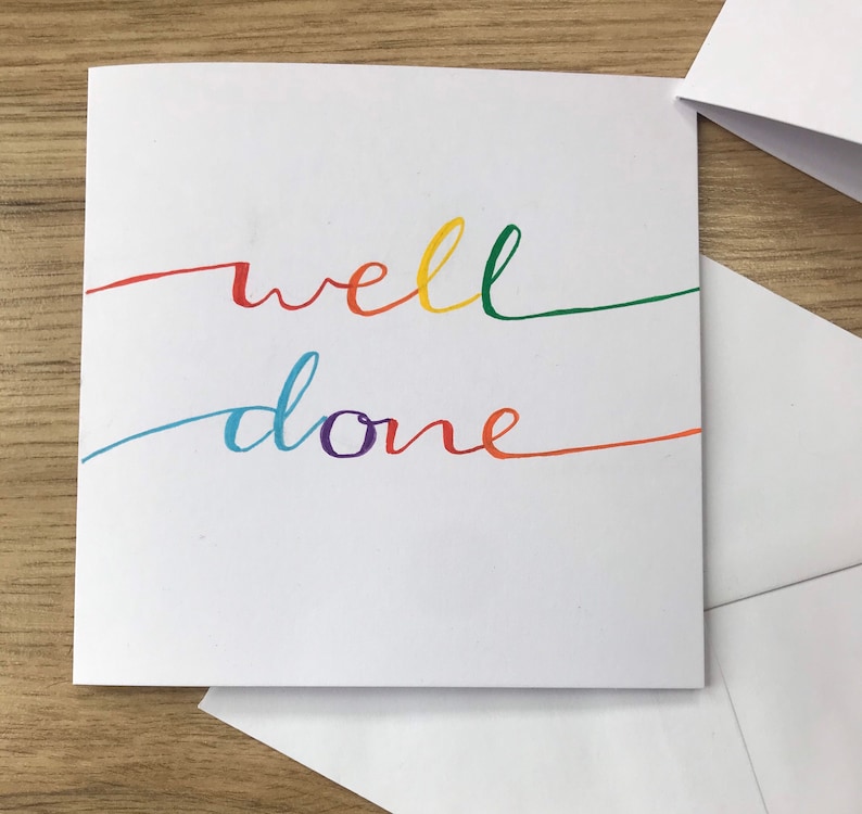 Rainbow Well Done Card - Well Done Card - Great Job - Congratulations ...
