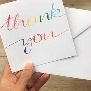 Rainbow Thank You Card - Thank You Card - Rainbow Wording - Thanks ...