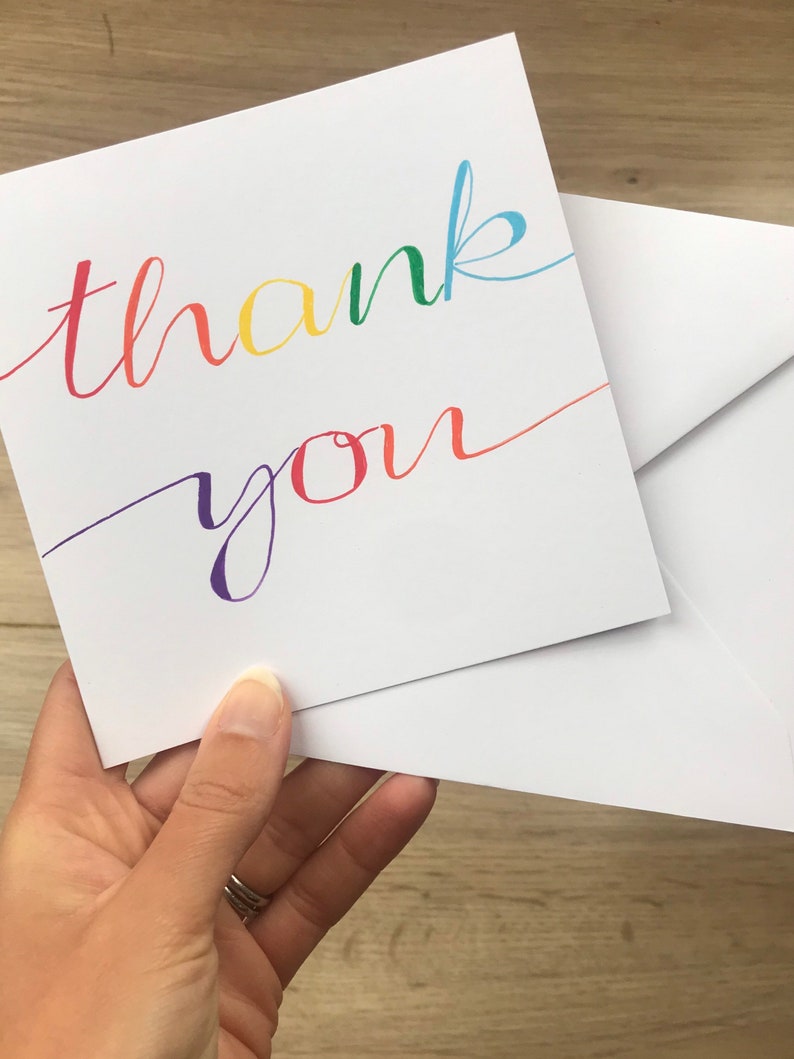 Rainbow Thank You Card - Thank You Card - Rainbow Wording - Thanks ...