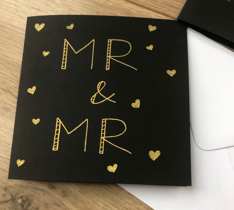 Mr and Mr Card Wedding Card Personalised Card Male - Etsy