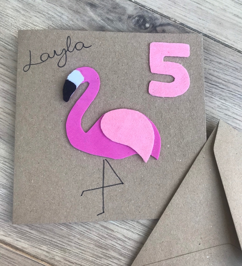 Flamingo Card Flamingo Birthday Card Childrens Birthday | Etsy