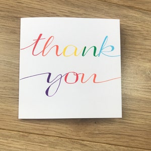 Rainbow Thank You Card - Thank You Card - Rainbow Wording - Thanks ...