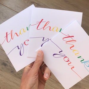 3 Pack Rainbow Thank You Card - Rainbow Thank You - Rainbow Wording ...