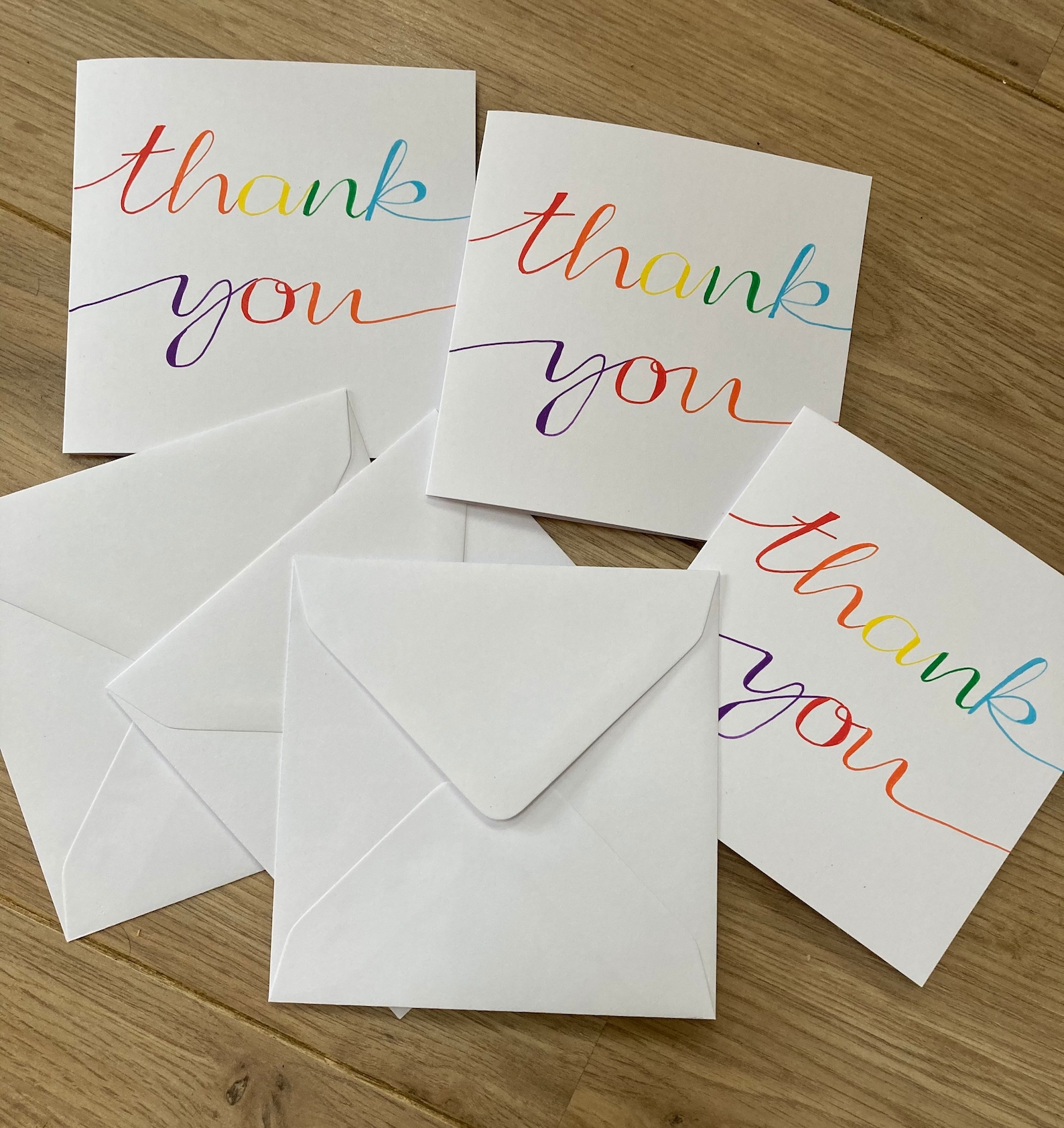 3 Pack Rainbow Thank You Card - Rainbow Thank You - Rainbow Wording ...