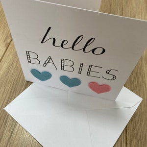 Hello Babies Card - Triplets Card - New Baby Card - New Babies Card ...