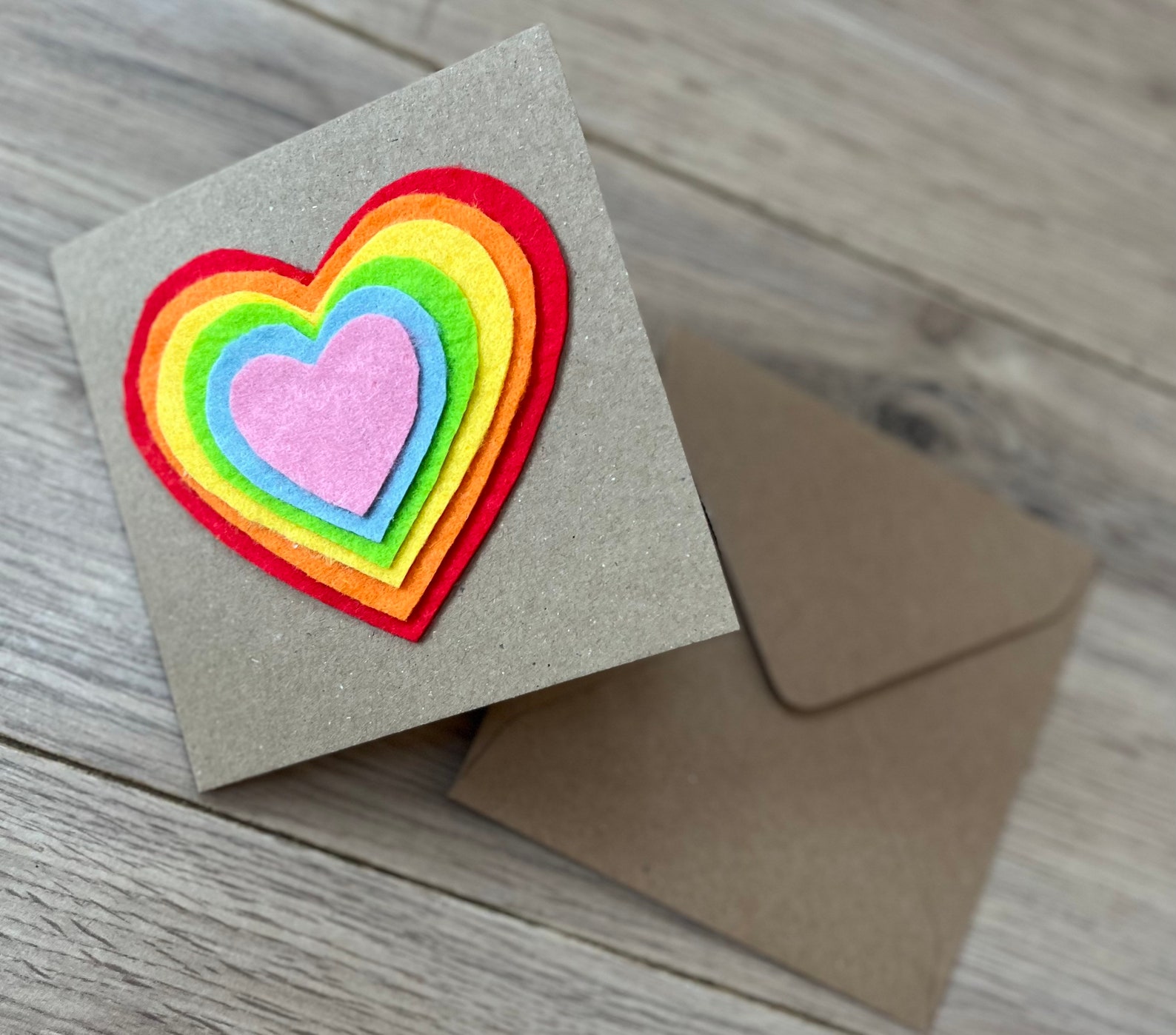 Rainbow Heart Card 3D Card Rainbow Card Love - Etsy