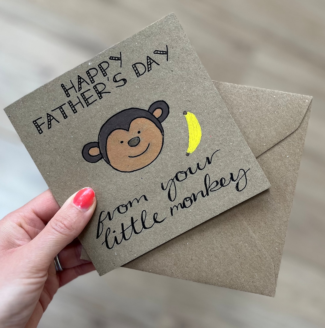 Monkey Father’s Day Card - Fathers Day Card - Monkey Card - Little ...