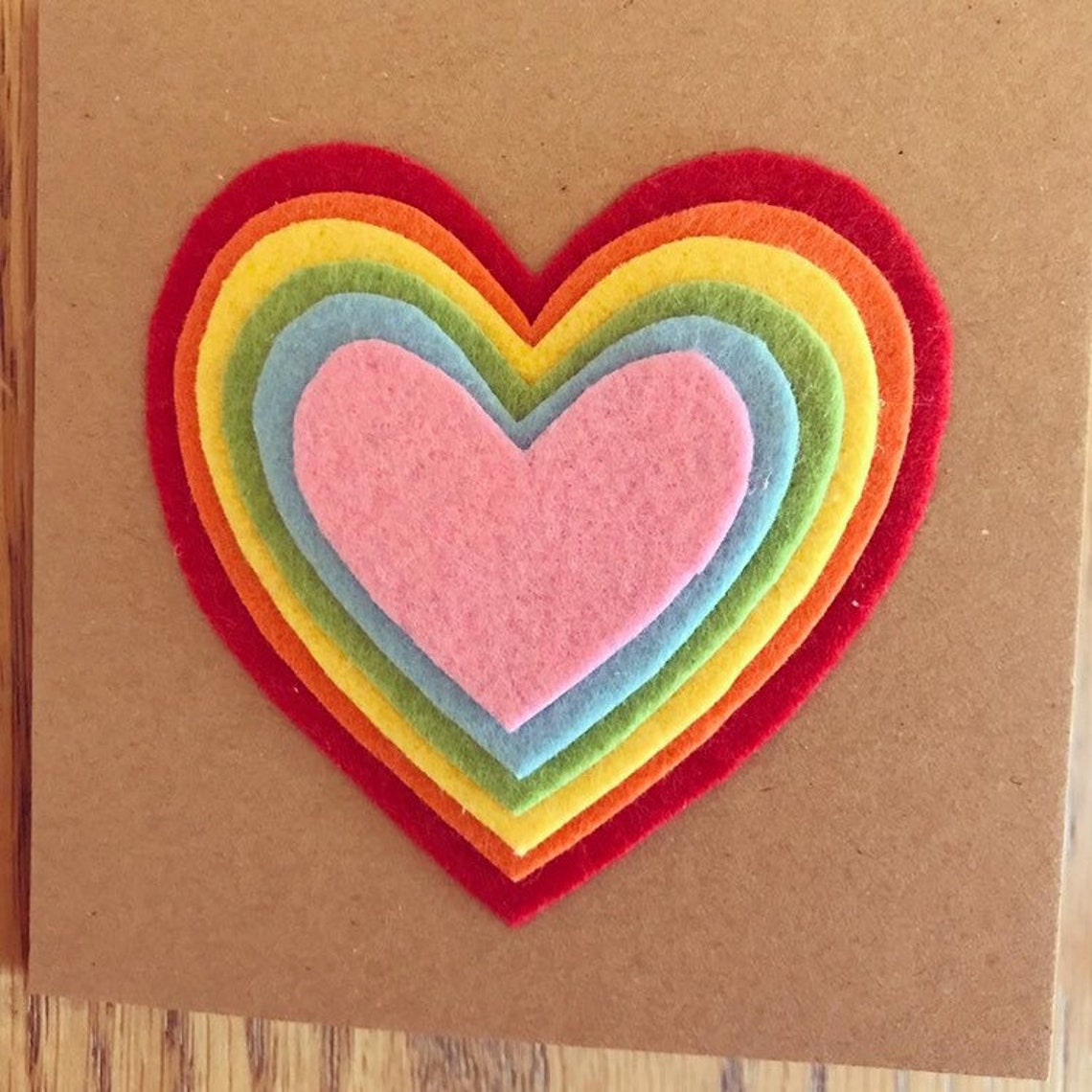 Rainbow Heart Card 3D Card Rainbow Card Love - Etsy