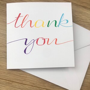 Rainbow Thank You Card - Thank You Card - Rainbow Wording - Thanks ...