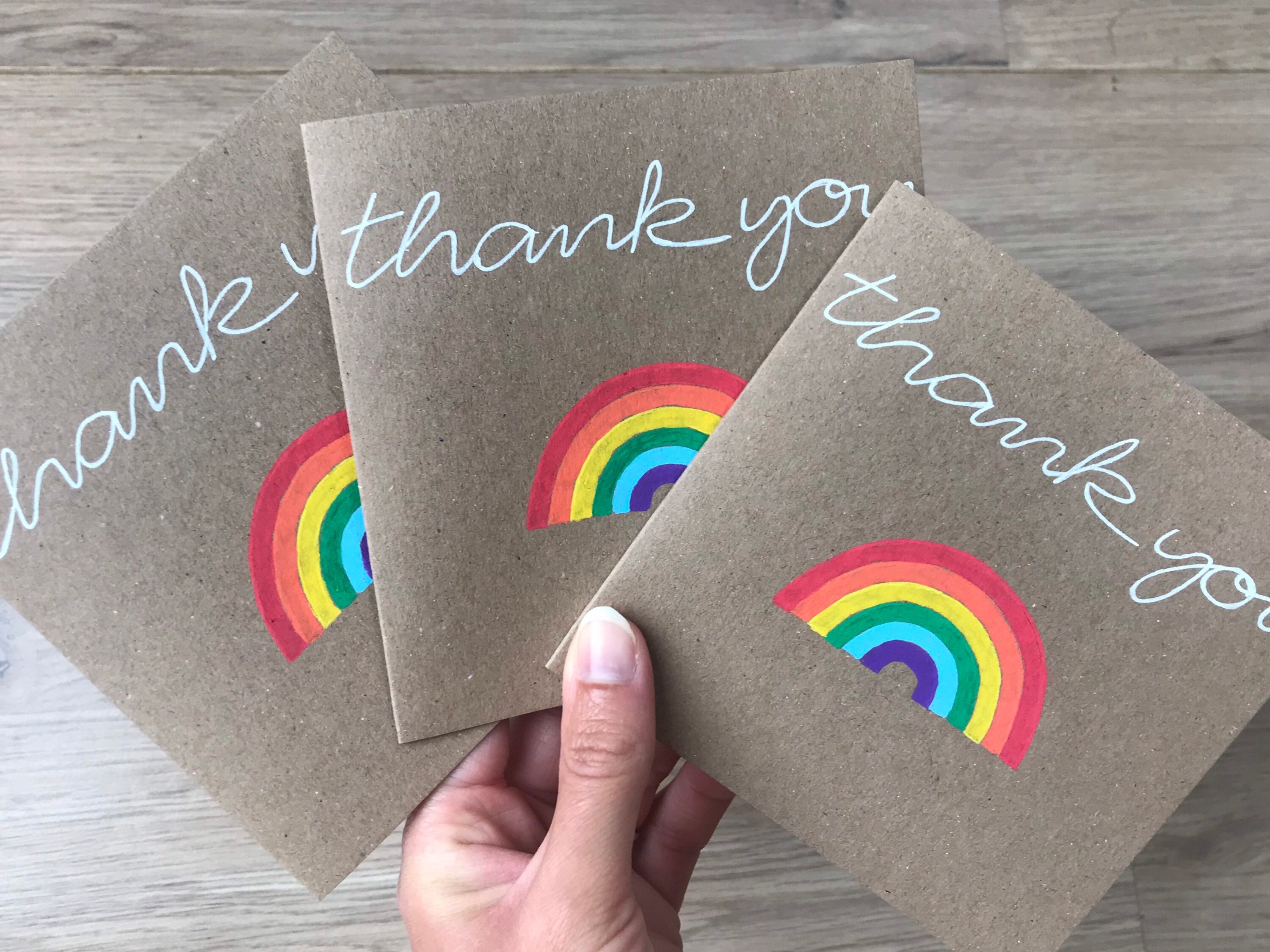 Pack of 3 rainbow thank you cards thank you cards rainbow | Etsy