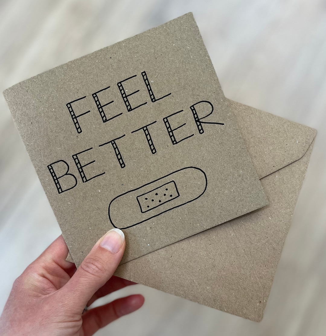 Feel Better Card - Get Well Soon Card - Plaster Card - Hope You Feel ...