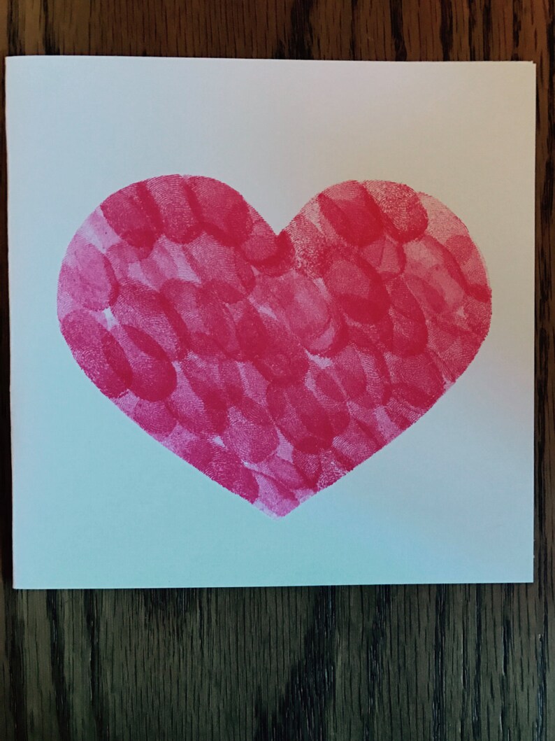 Fingerprint Heart Card Fingerprints Love Card Heart Card - Etsy
