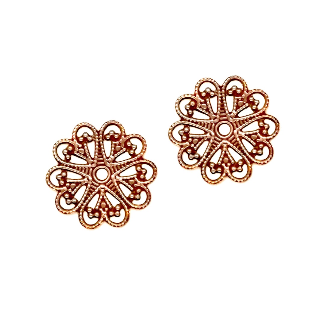 2 Pcs Rosette Connectors Watermarked Copper Metal Aged 24 Mm without ...