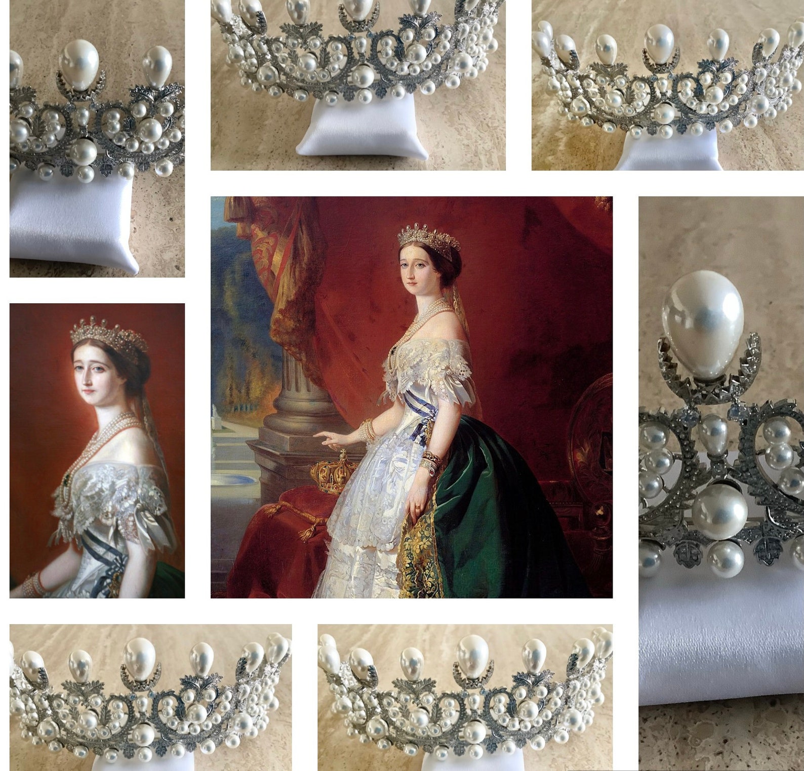 Empress Eugenie of France Pearl Tiara Crown Style Emperor Napoleon III ...