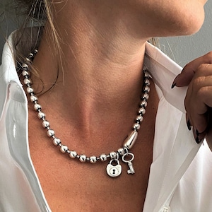 Chunky Ball Chain With Padlock and Key, Uno De 50 Style Key and Padlock ...