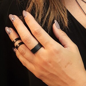 Black Band Ring, Simple Wide Black Ring, Womens Band Ring, Edgy Ring ...