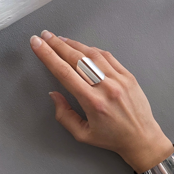 Extra Long Silver Ring - Etsy