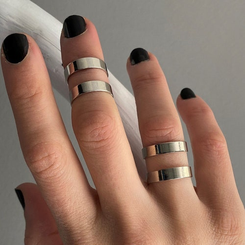 Double Line Minimal Ring Silver Finger Cuff Midi Pinky Ring - Etsy