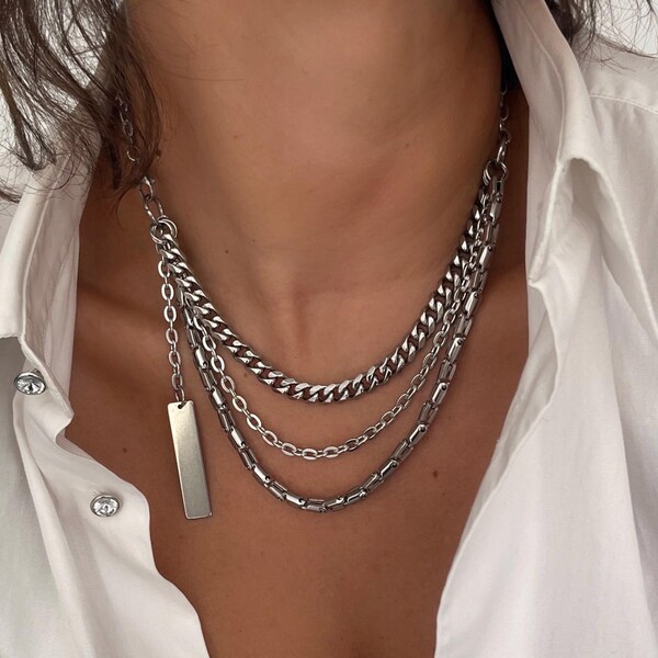 Multi Chain Necklace - Etsy