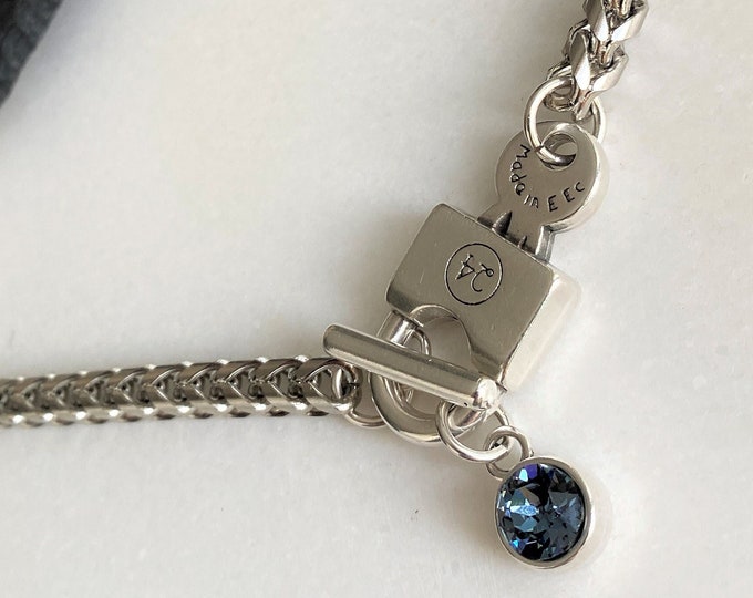 Swarovski Necklace, Link Chain Padlock Necklace, Thick Chain Key-lock ...